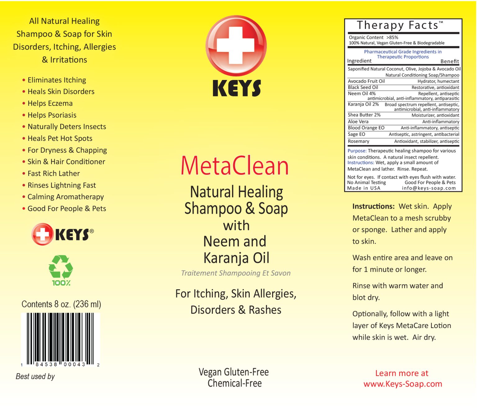 MetaClean Natural, Chemical - Ayurvedic with Neem & Karanja Oil